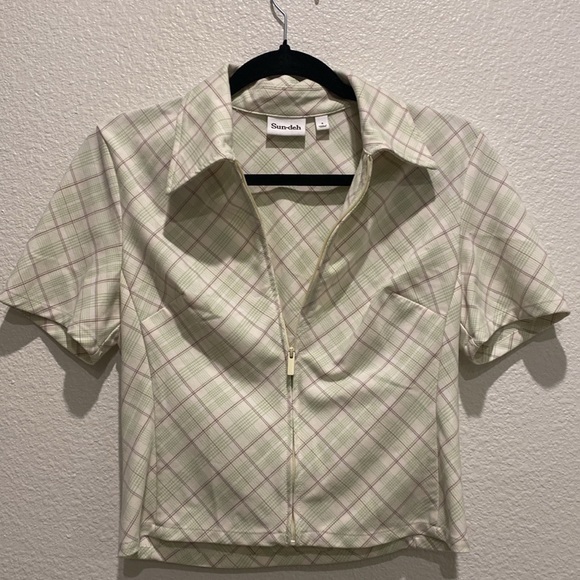 Sunday Best | Tops | Aritzia Plaid Sunday Best Cropped Polo | Poshmark